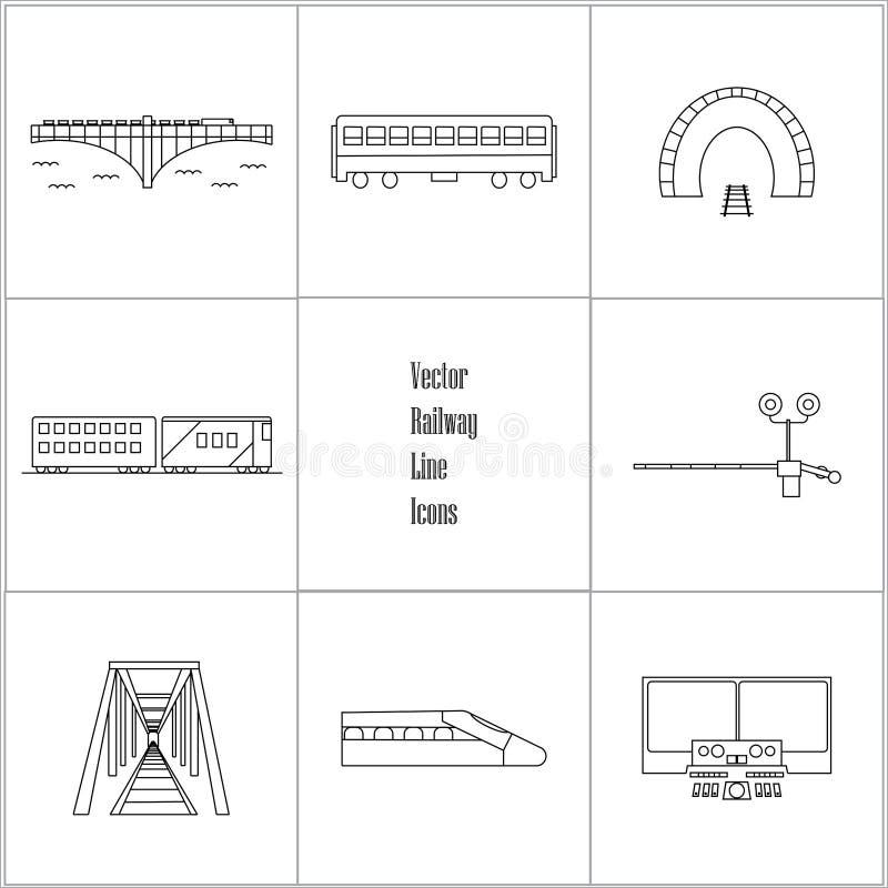Vector railway line icons stock illustration. Illustration of symbol ...