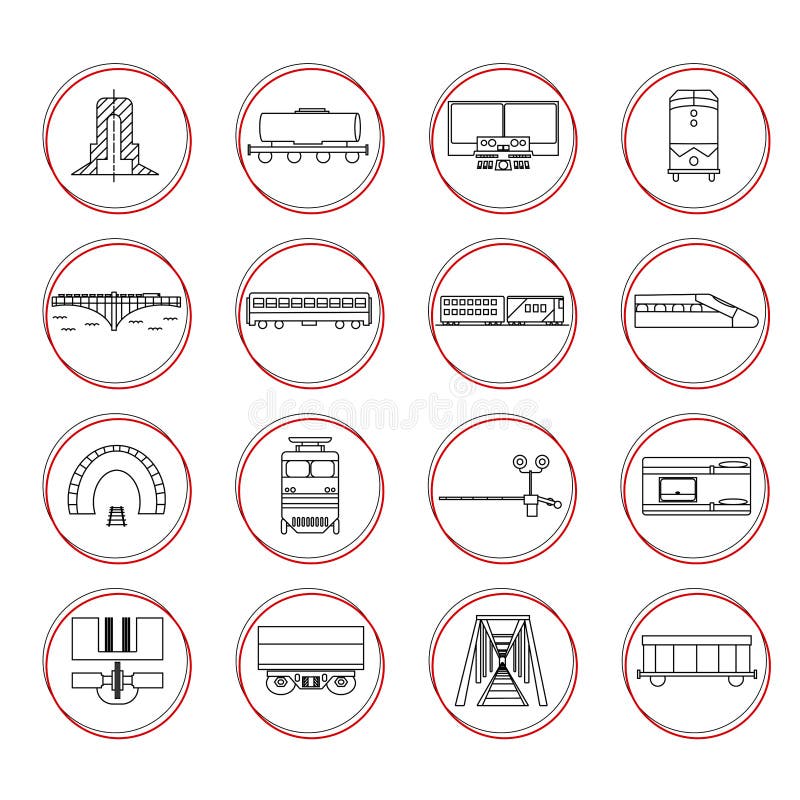 Vector railway line icons stock illustration. Illustration of tram ...
