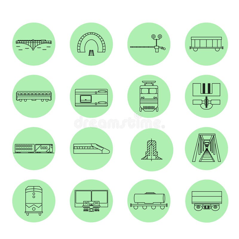 Vector railway line icons stock illustration. Illustration of rail ...