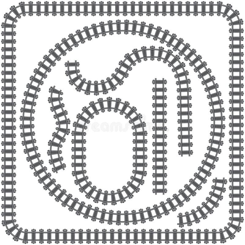 Vector Railway Train Track Illustration. Rail Pattern Round Circular ...