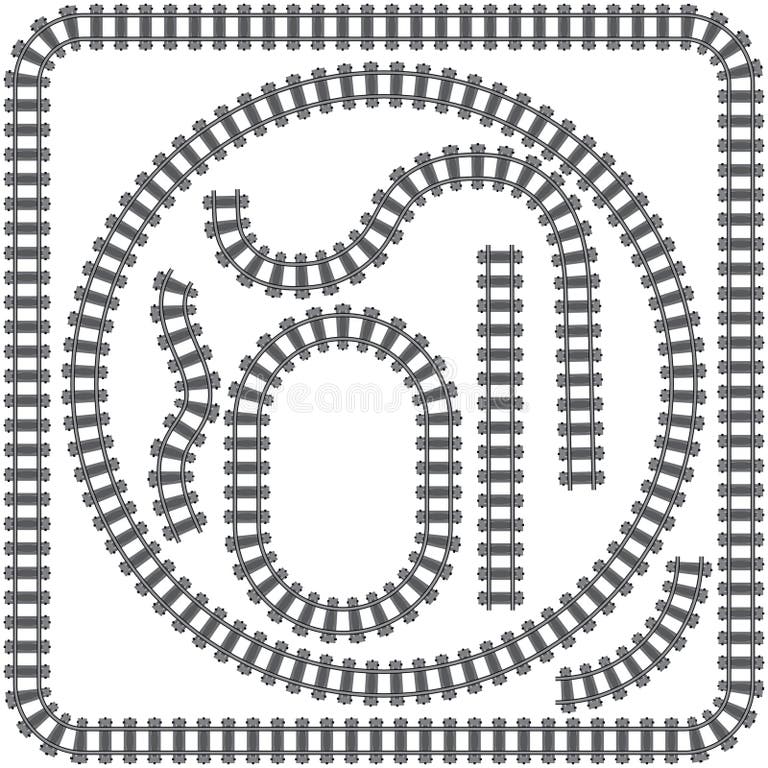 Vector Railway Train Track Illustration. Rail Pattern Round Circular ...