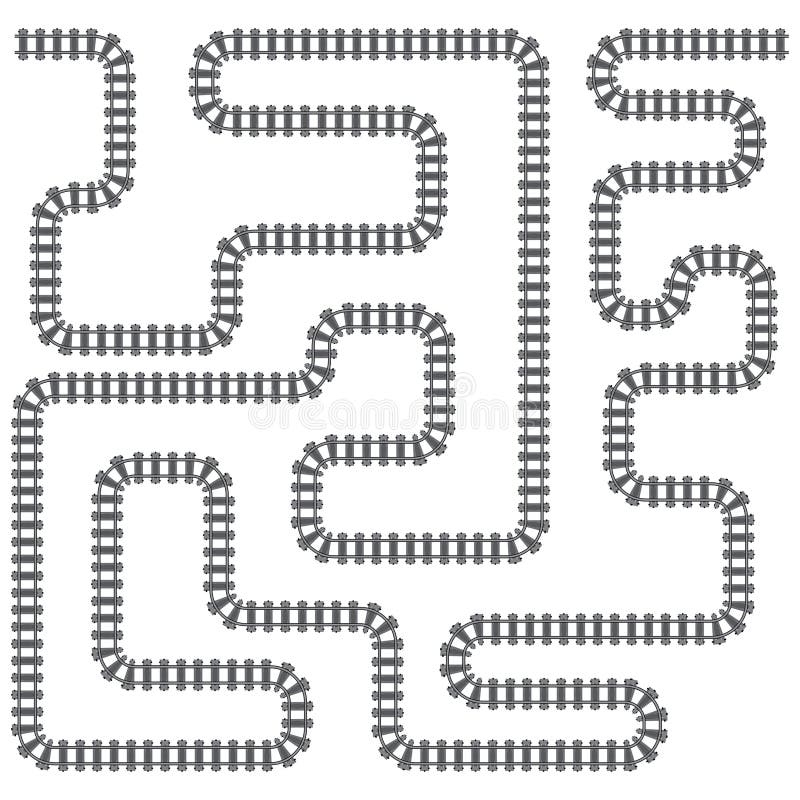 Vector Railway Train Track Illustration. Rail Pattern Round Circular ...