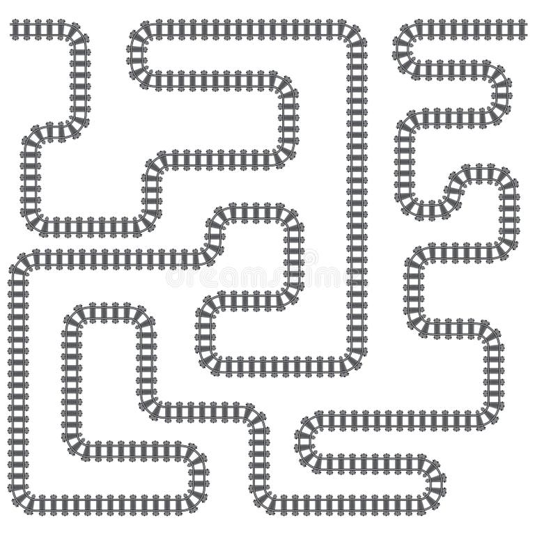 Vector Railway Train Track Illustration. Rail Pattern Round Circular ...