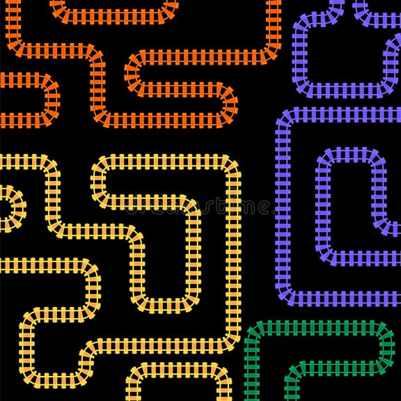 Vector Railway Train Track Illustration. Rail Pattern Round Circular ...