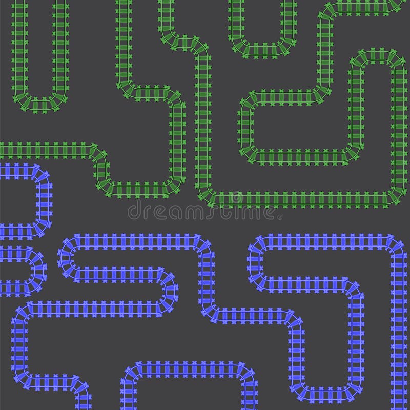 Vector Railway Train Track Illustration. Rail Pattern Round Circular ...