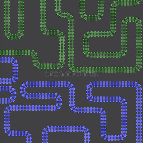 Vector Railway Train Track Illustration. Rail Pattern Round Circular ...