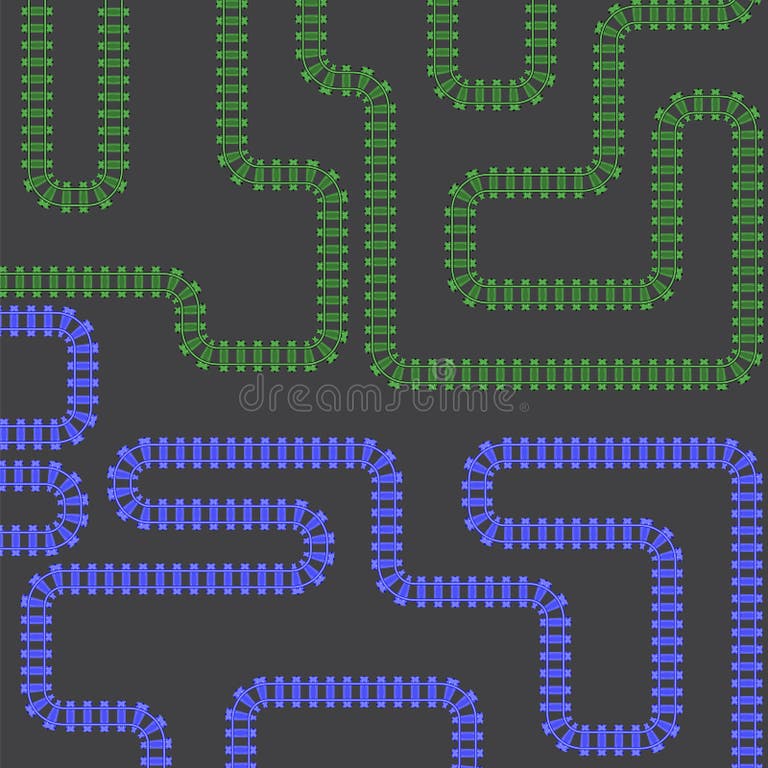 Vector Railway Train Track Illustration. Rail Pattern Round Circular ...