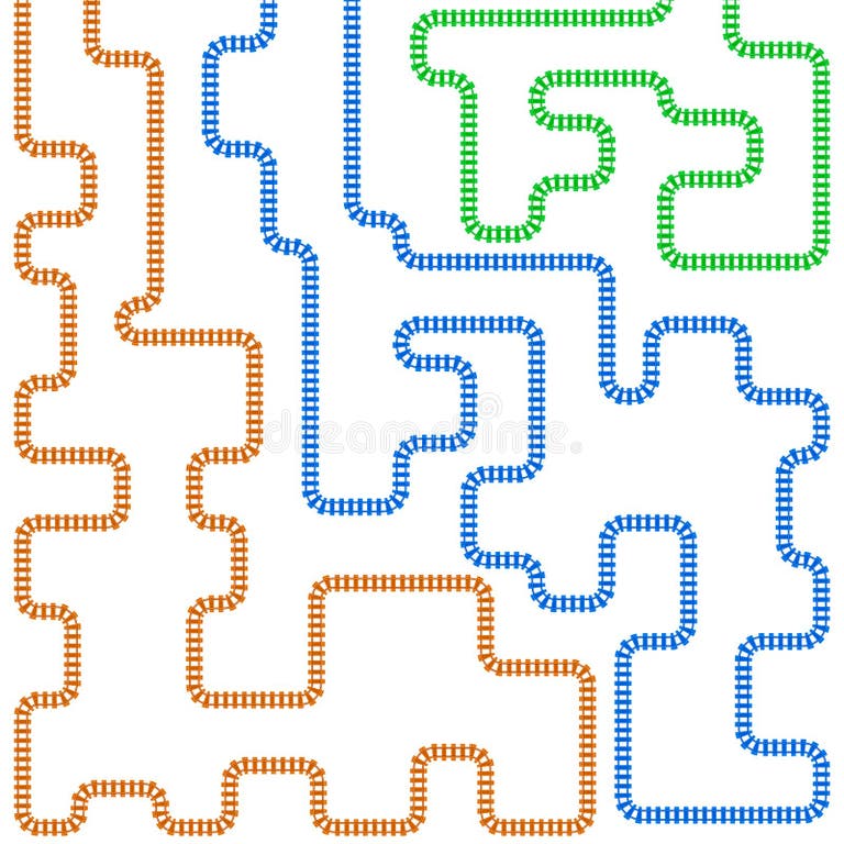 Vector Railway Train Track Illustration. Rail Pattern Round Circular ...