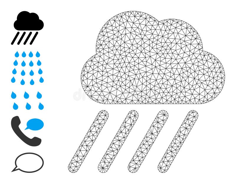 Mesh Wireframe Rain Cloud Icon Stock Vector - Illustration of weather ...