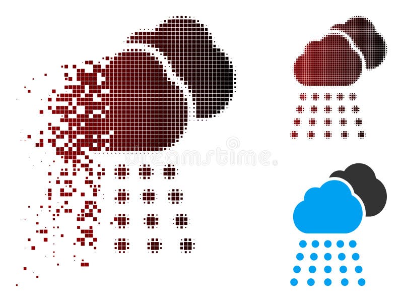 Fractured Pixel Halftone Rain Clouds Icon Stock Vector - Illustration ...