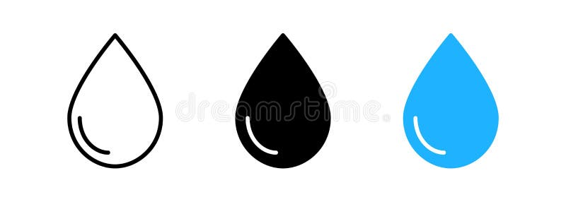 Vector Rain Drop Icon. Three-tone Version on Black and White Background ...