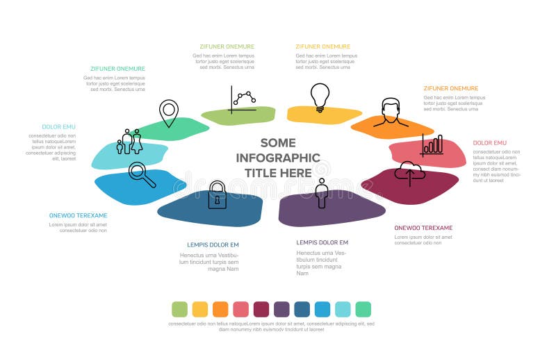 Vector Rainbow Color Icon Elements in Circle Multipurpose Infographic ...