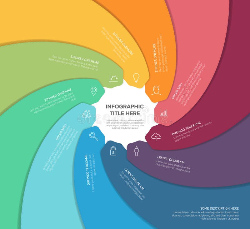 Vector Rainbow Color Spiral Icon Elements in Multipurpose Infographic ...