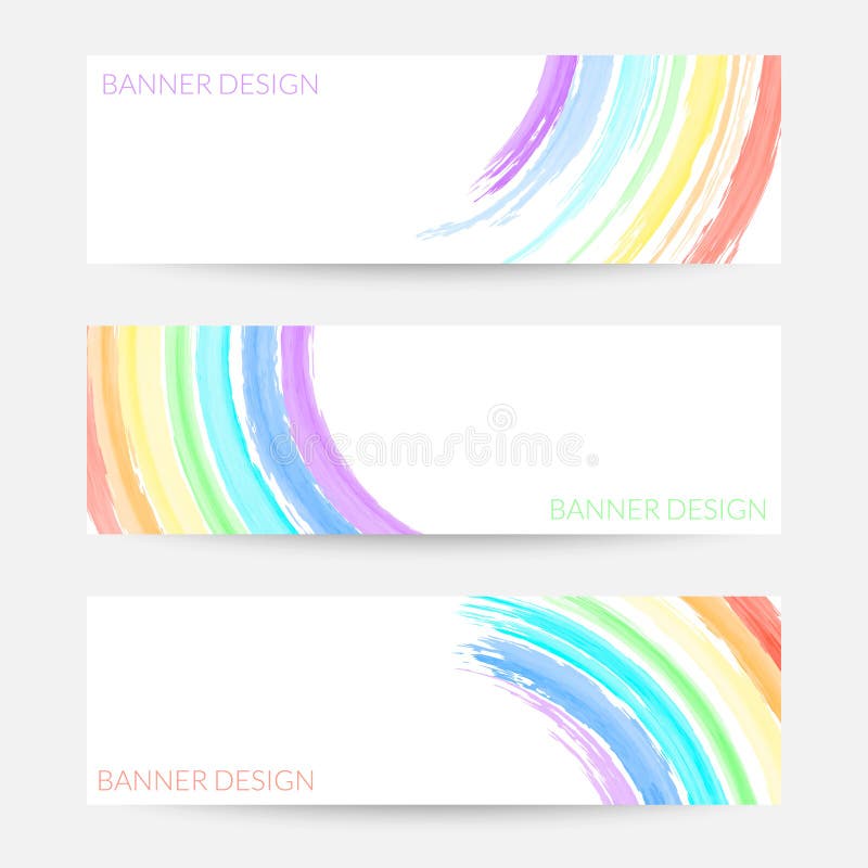 Vector Rainbow Colored Banner Set Stock Vector - Illustration of ...