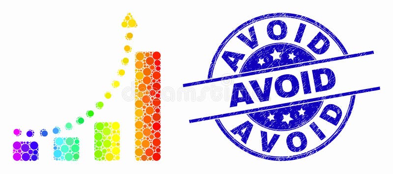 Vector Rainbow Colored Dot Growing Chart Trend Icon and Distress Avoid ...
