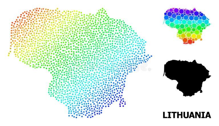 Vector Rainbow Colored Dot Map of Lithuania Stock Vector - Illustration ...