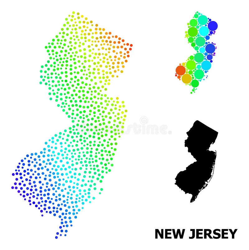 Vector Rainbow Colored Dot Map of New Jersey State Stock Vector ...