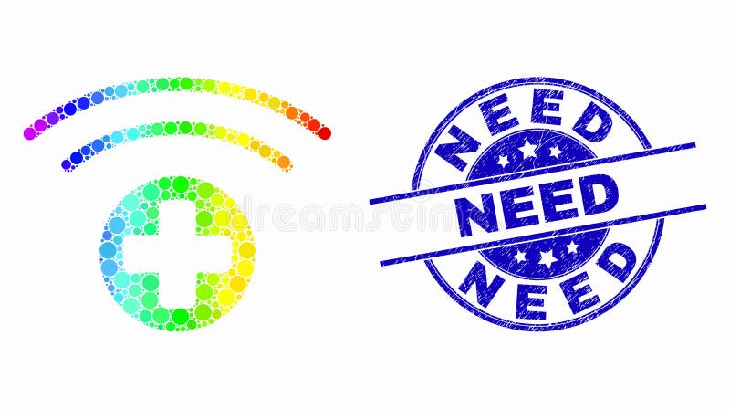 Vector Rainbow Colored Dot Medical Source Icon and Scratched Need Stamp ...