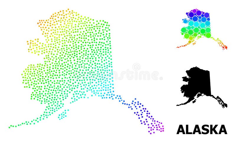 2D Polygonal Map of Alaska State with Red Stars Stock Vector ...