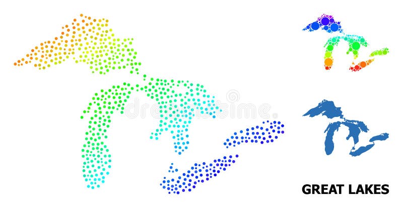 Vector Rainbow Colored Dotted Map of Great Lakes Stock Vector ...