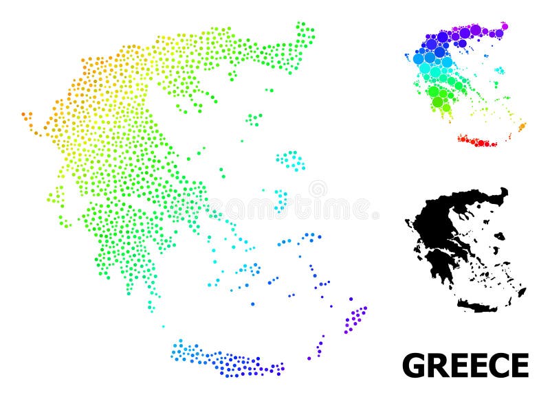 Vector Rainbow Colored Dotted Map of Greece Stock Vector - Illustration ...