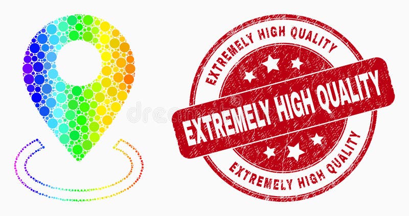 Vector Rainbow Colored Dotted Map Marker Placement Icon and Grunge ...