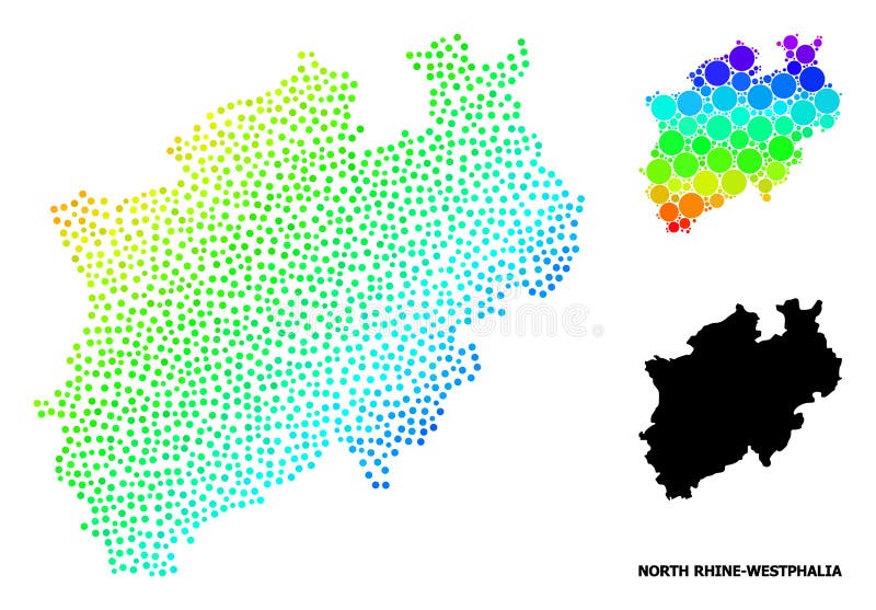 Vector Rainbow Colored Dotted Map Of North Rhine-Westphalia State Stock ...