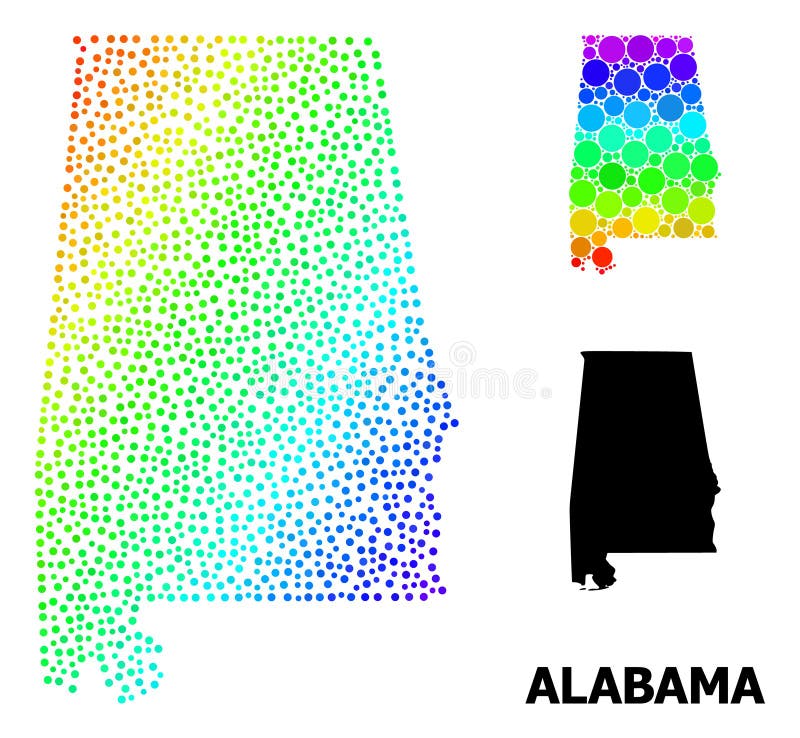 Mesh Polygonal Map of Alabama State with Red Stars Stock Vector ...