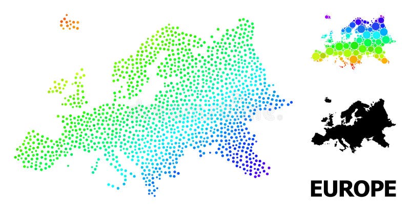 Vector Rainbow Colored Pixel Map of Europe Stock Vector - Illustration ...