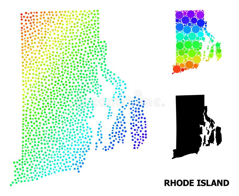 Vector Rainbow Colored Pixelated Map of Rhode Island State Stock Vector ...