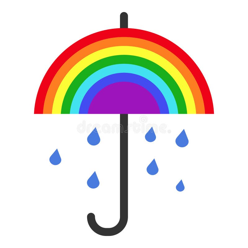 Vector Rainbow Umbrella and Falling Rain Stock Vector - Illustration of ...