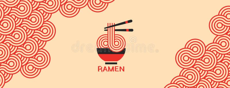 Vector Ramen Noodles Banner Template, Poster with Pattern of Spaghetti ...