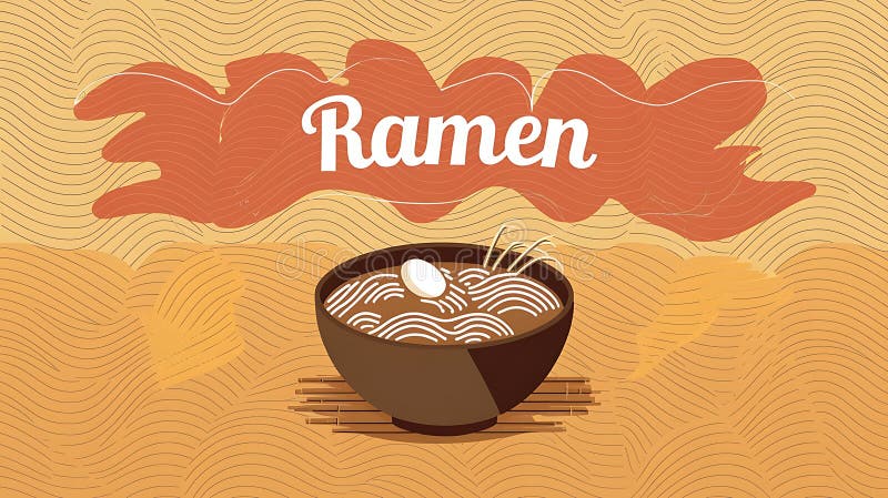 Vector Ramen Pasta Background. Noodle Abstract Orange Banner, Wavy ...