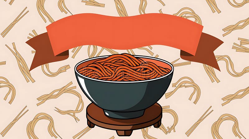 Vector Ramen Pasta Background. Noodle Abstract Orange Banner, Wavy ...