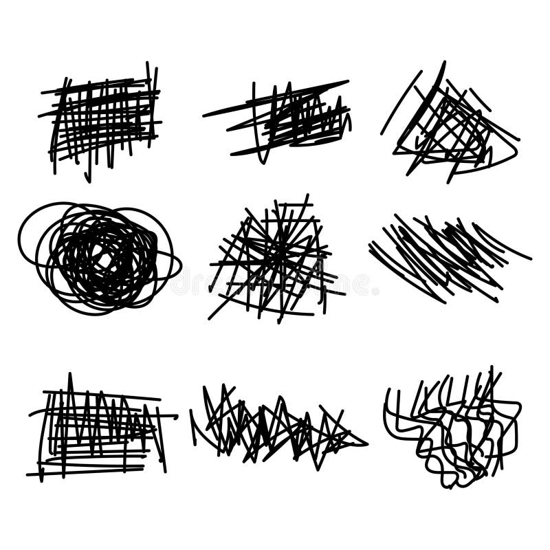 Vector Random Pen Sketch Sribbles Set Stock Vector - Illustration of ...