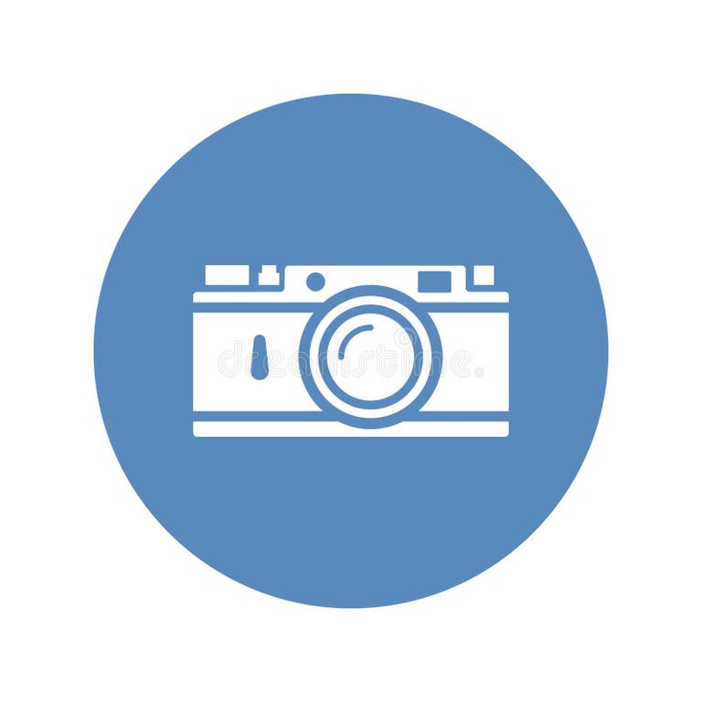Vector Rangefinder Camera Icon Placed on Blue Stock Vector ...