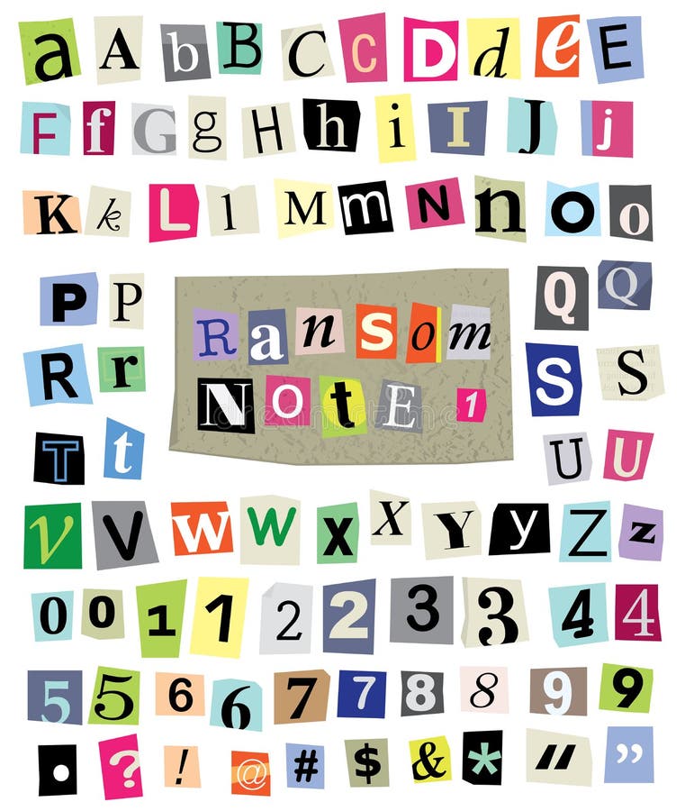 Vector Ransom Note #1- Cut Paper Letters, Numbers, Symbols Stock Photo ...