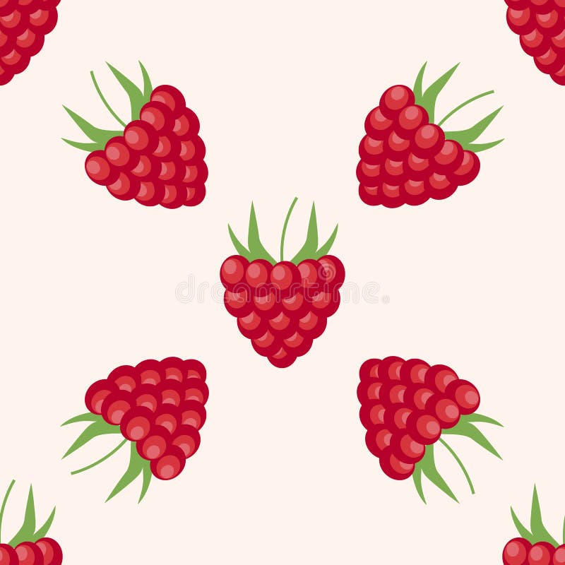 Vector Raspberry Seamless Pattern on White. Background Design for ...