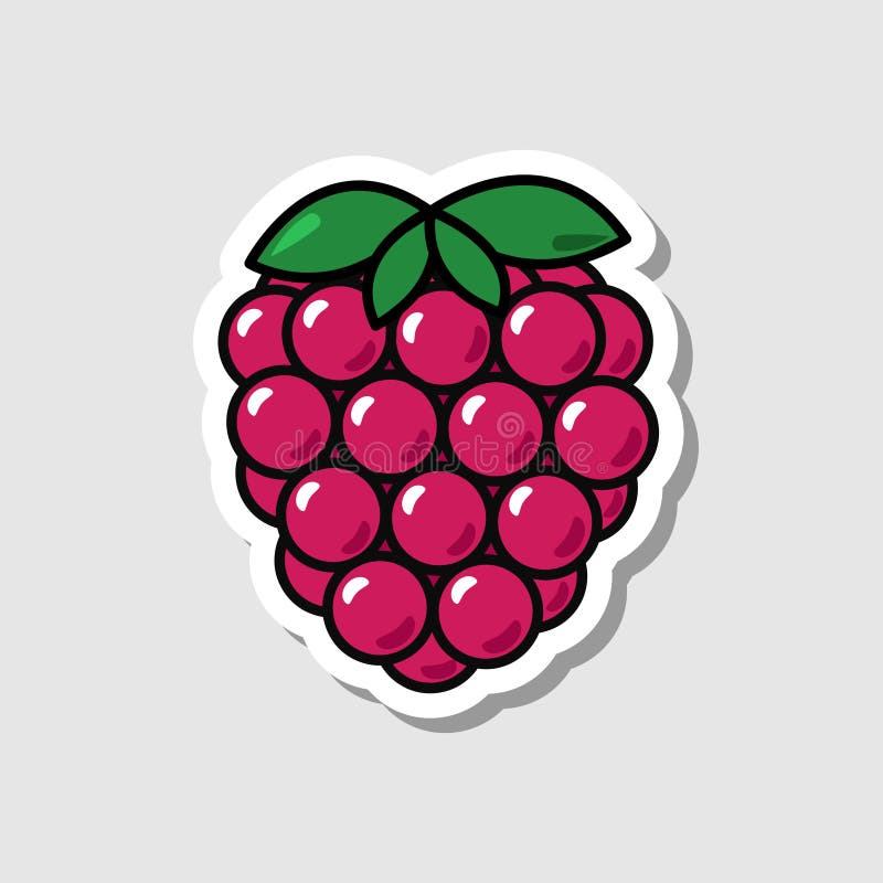 Vector Raspberry Sticker in Cartoon Style Stock Vector - Illustration ...
