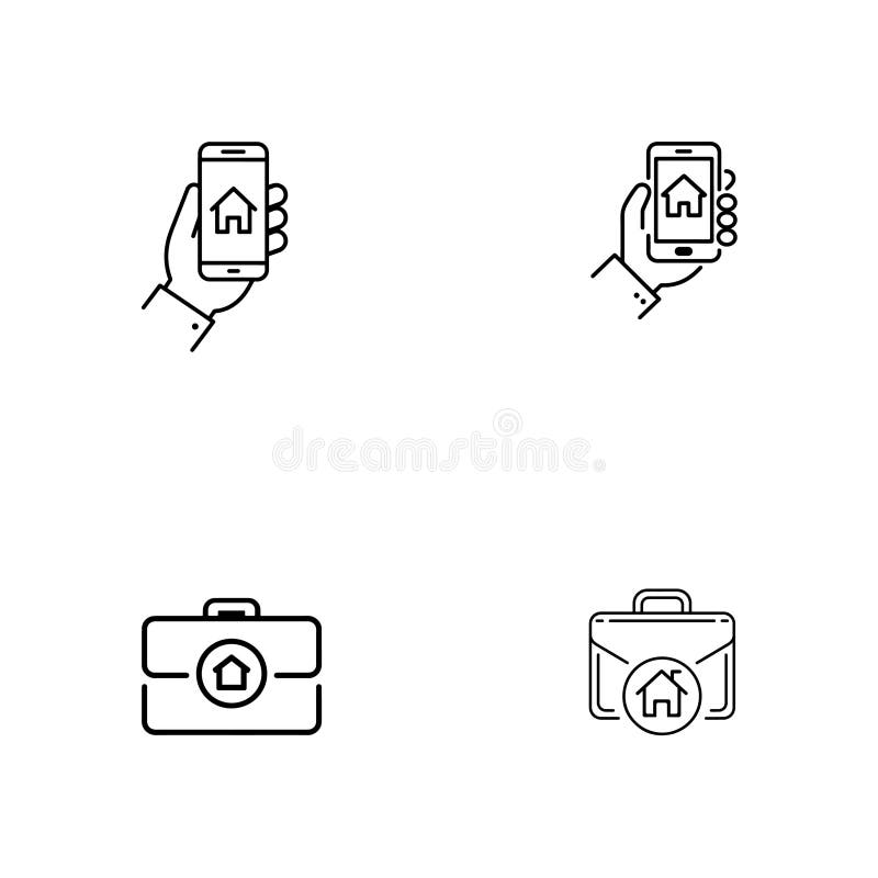 Real Estate Bag and Phone Financial Icon Set Stock Vector ...