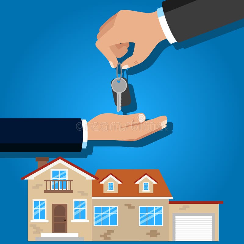 Vector Real Estate Concept in Flat Style - Hands Giving Keys - Sell ...