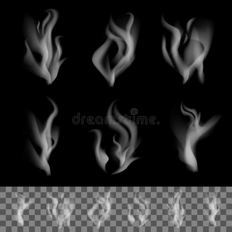 Sistema Del Humo Realista, Vapor En Fondo Transparente Vector ...
