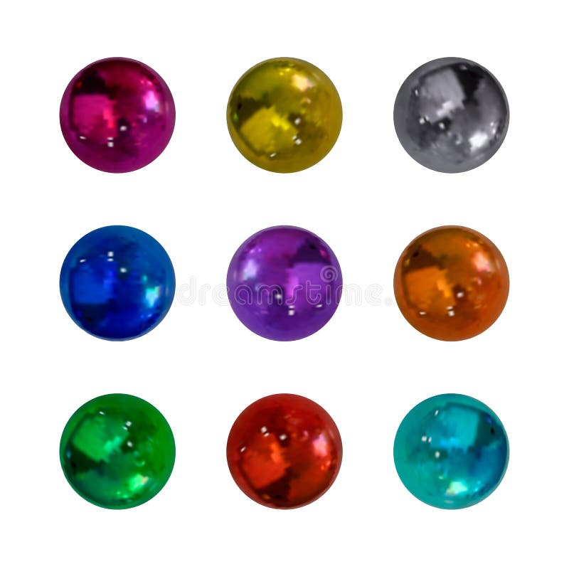 Vector Realistic Balls, Metallic Texture, Isolated Design Elements Set ...