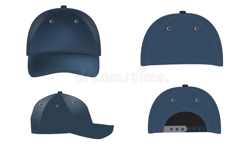 Vector Realistic Baseball Caps - Front, Back and Side Views Stock ...