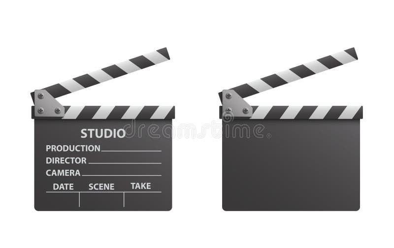 Vector Realistic of Black Open Clapperboard or Clapper - Stock Vector ...