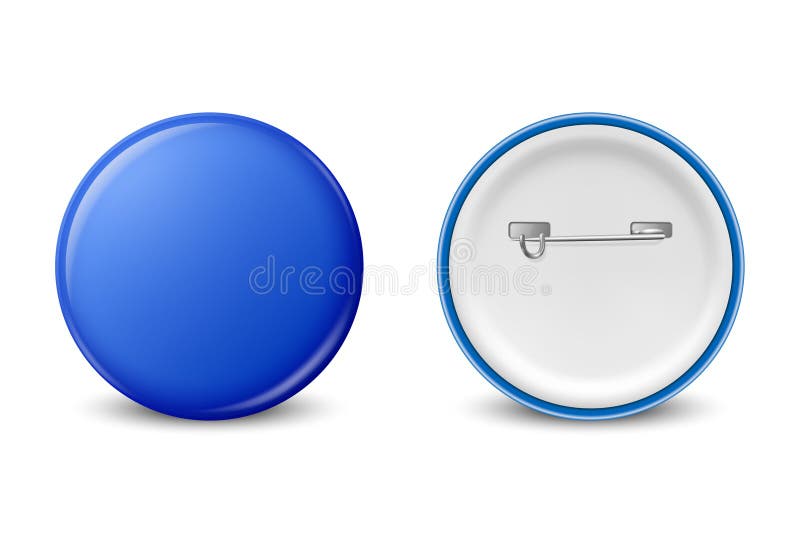 Vector Realistic Blue Round Blank Empty Button Badge Set Closeup ...