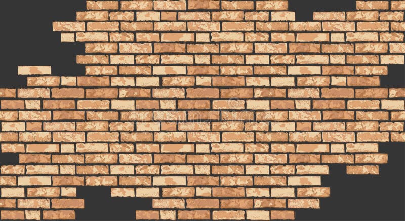 Vector Realistic Broken White Brick Wall on Grey Background. Holes in ...