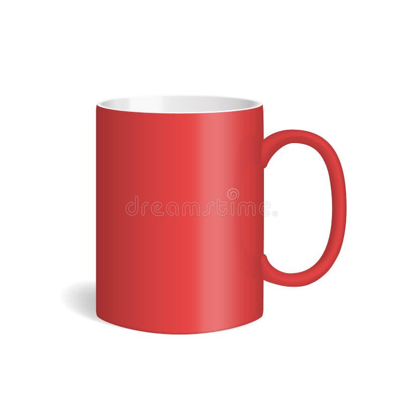 Vector Realistic Ceramic Red Mug Stock Vector - Illustration of shadow ...