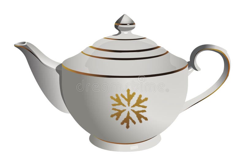 Vector Realistic Ceramic Tea Pot with Snowflake Ornament Stock ...