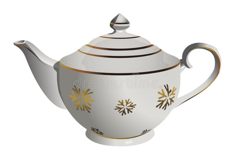 Vector Realistic Ceramic Tea Pot with Snowflake Ornament Stock ...